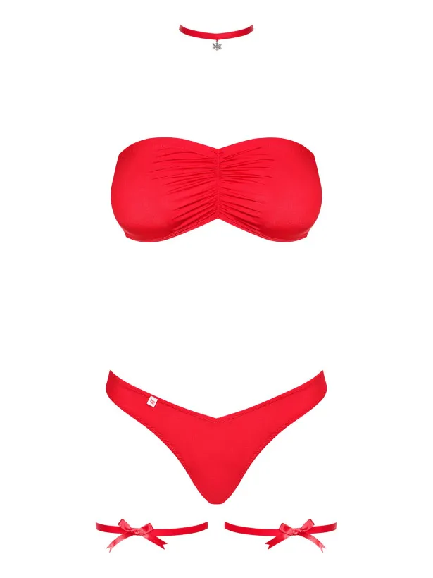 Red Lingerie Set Obsessive Kissmas — 4-Piece Festive Outfit | Lascava